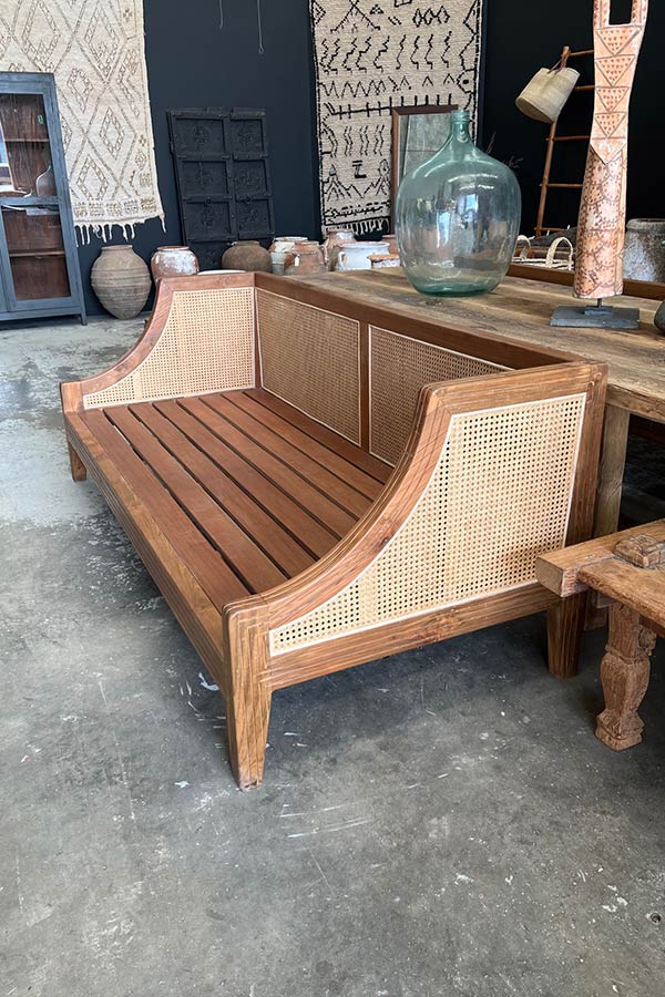 Javanese Rattan & Teak Daybed Sofa V1 | Aniseed Boutique